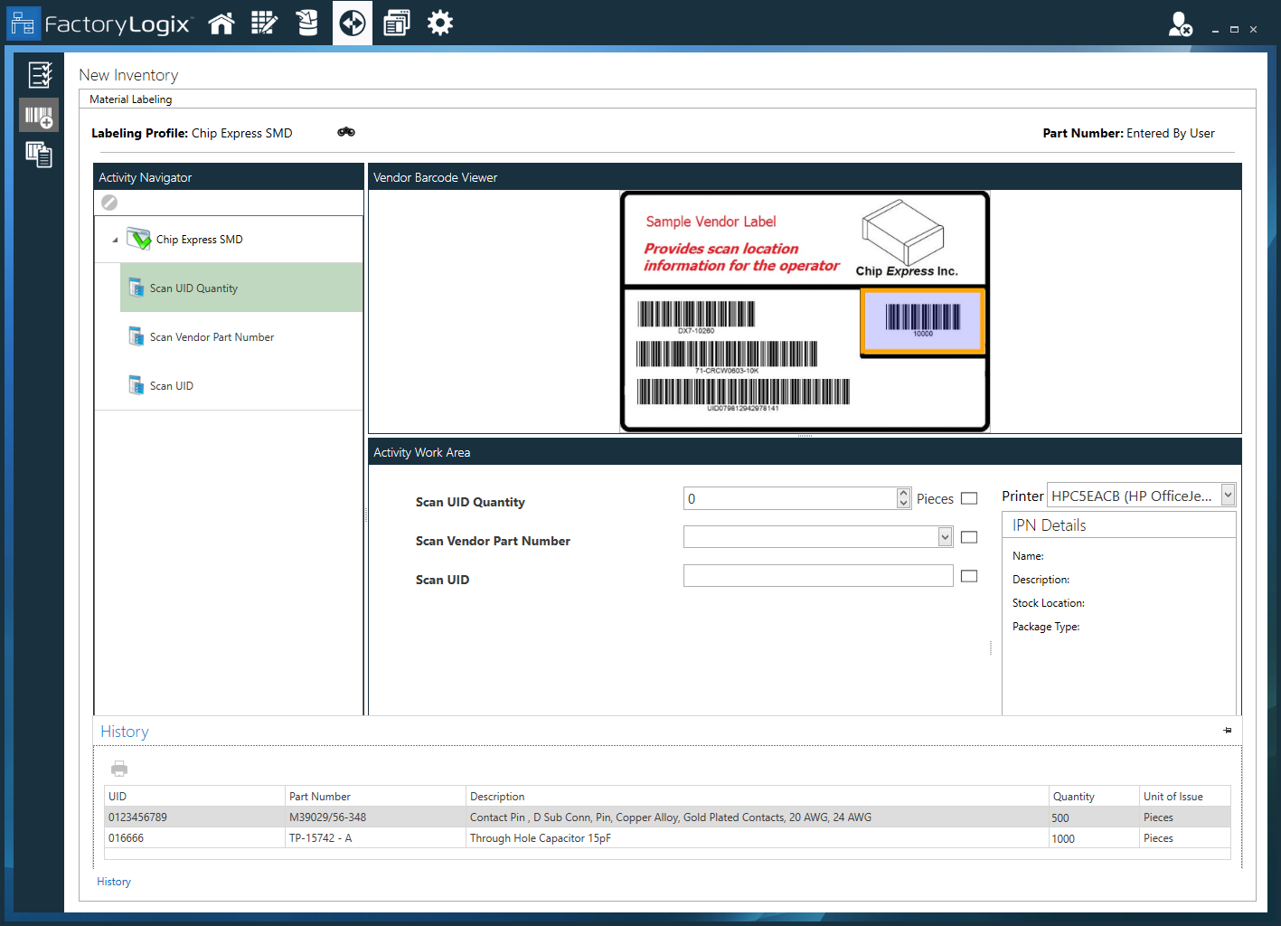 Material setup validation and traceability