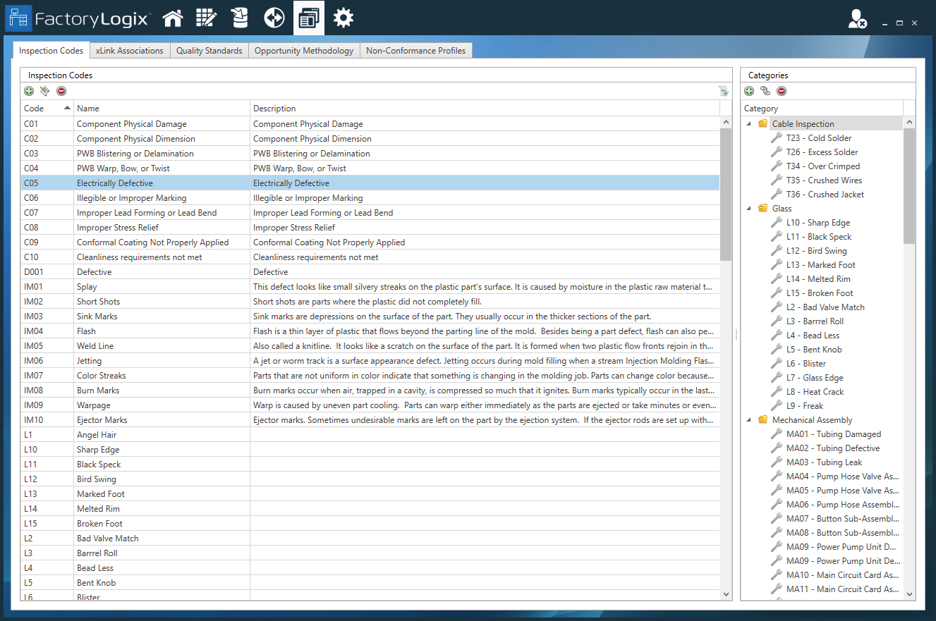 Create and manage inspection codes