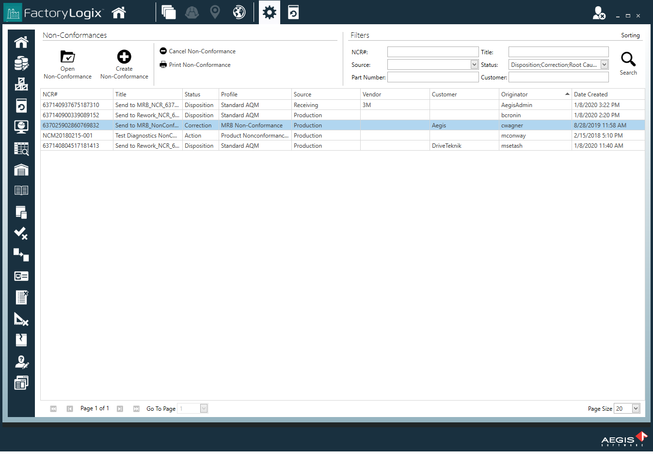 Manage an existing non-conformance