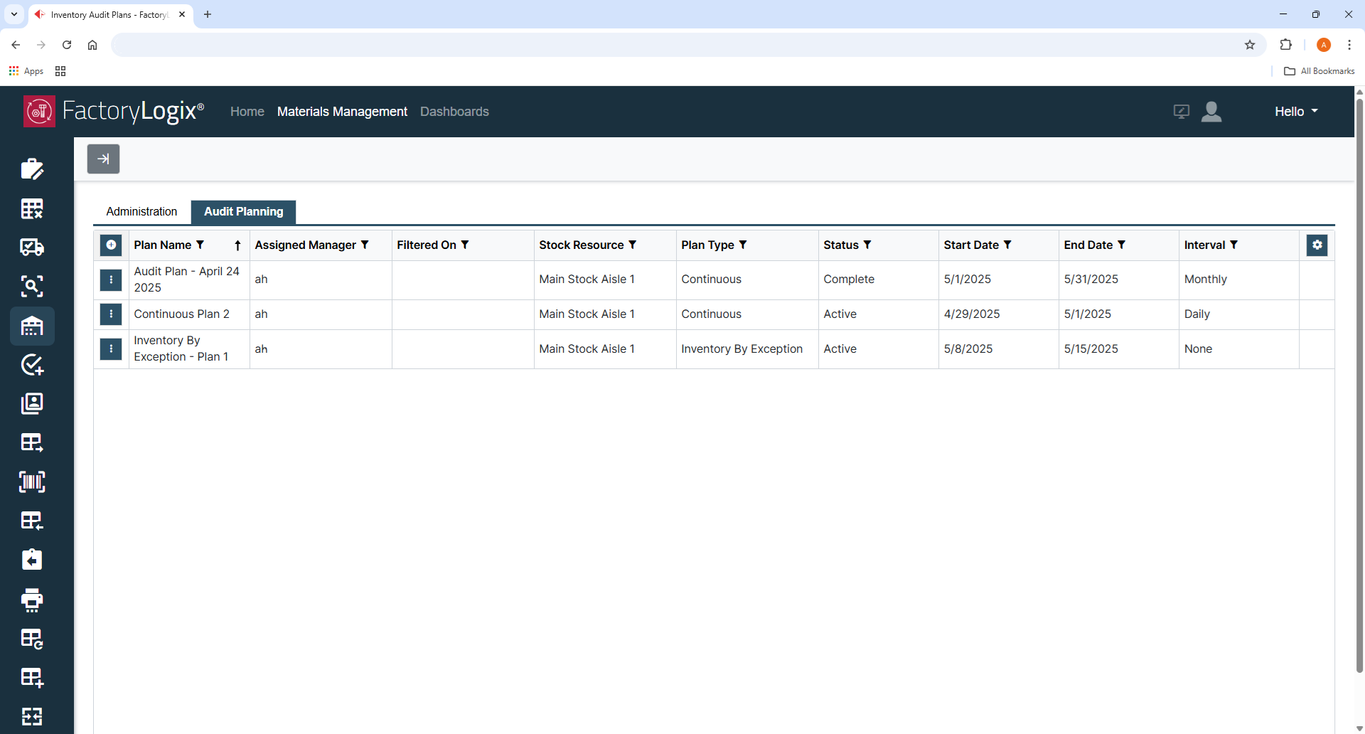 Audit planning and administration